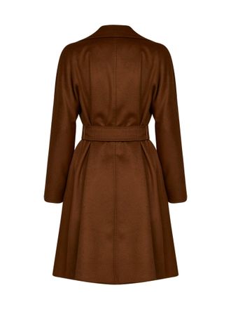 Max Mara Womens Belted Wrap Coat Mstdravenna Tan Brown Virgin Wool