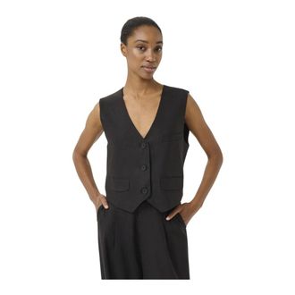 Gestuz ElarahGZ Linen Waistcoat Noos - Femme - Vestes - Noir - Taille: 36 FR