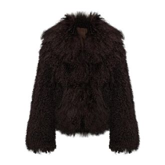Ami Kurze Lammfelljacke - - Jackets - Damen - Braun - S