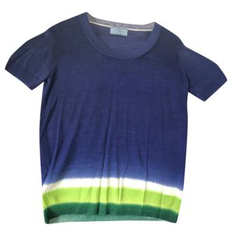 Prada Blue Tie-Dye Hem T-Shirt Size M