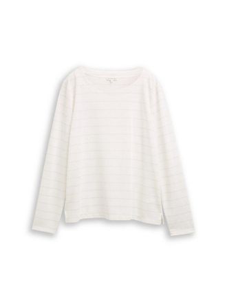 Tom Tailor Langarmshirt T-Shirt Langarmshirt mit Glitzer-Streifenmuster