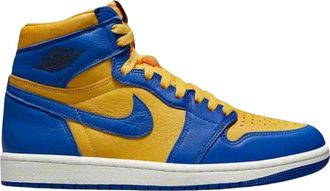 Nike Air Jordan 1 Sneaker f&uuml;r Herren/Damen Unisex, Leder, Hoch geschnitten (Gelb/Blau)