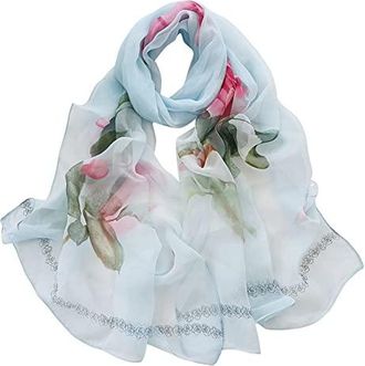 Generic Foulards pour femmes l&eacute;ger imprim&eacute; motif &eacute;charpe ch&acirc;le mode &eacute;charpes ch&acirc;les et pour printemps &eacute;pais bandeaux de transpiration hommes, bleu clair, tail