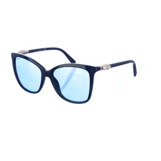 Swarovski Oval geformte Granat Sonnenbrille mit violetten Farbverlaufsgl&auml;sern - - Accessories - Damen - Blau - ONE SIZE