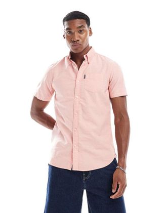 Superdry Kurzärmliges Oxford-Hemd aus Chambray in Rosépink-Rosa