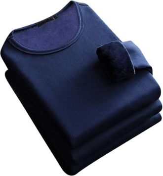 Minetom Hauts Thermiques Homme sous-v&ecirc;tement Thermique T-Shirt Manches Longues Tee Shirt Chaud Doublure Polaire Automne Hiver Chemise A1 Bleu M