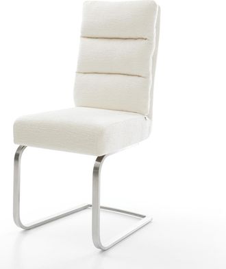 DELIFE Freischwinger Pela-Flex Boucl&eacute; Soft Beige Freischwinger flach Edelstahl Taschenfederkern, Esszimmerst&uuml;hle