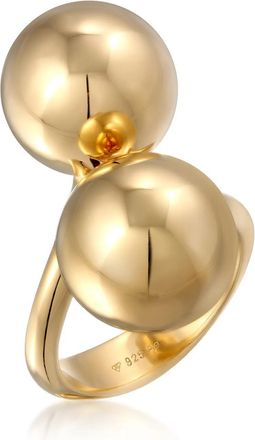 Elli Ring - Ring Rund Kugel Design Offen 925 Sterling Silber - Gr. 54 MM - in Gold - f&uuml;r Damen