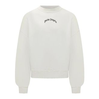 Palm Angels Homme, Sweatshirts et sweats &agrave; capuche, Blanc, Taille: S Logo Loose Crew