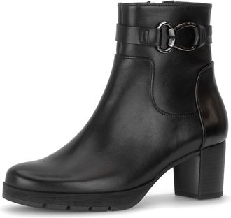 Gabor Stiefelette GABOR, Damen, Gr. 37,5, schwarz, Kalbsleder, unifarben, Schuhe Stiefelette, Blockabsatz, Ankleboots mit modischer Zierschnalle, Topseller