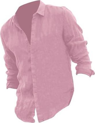 Generic Chemise d&eacute;contract&eacute;e &agrave; manches longues pour homme, chemise &agrave; col boutonn&eacute; pour homme, chemise minimaliste &agrave; coupe r&eacute;guli&egrave;re, chemise l&eacute;g&egrave;re et respira