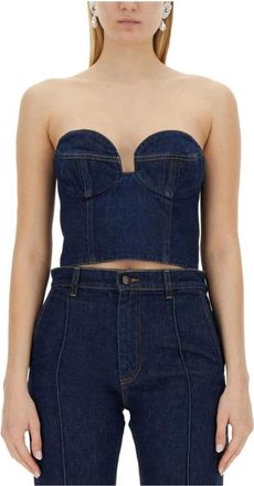 Magda Butrym Femme, Tops, Bleu, Taille: 40 FR Haut Corset en Denim