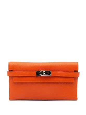 Herm&egrave;s 2014 l&auml;ngliches Chevre Mysore Kelly Portemonnaie - Orange