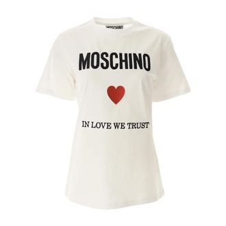 Moschino Bio-Baumwolle Liebe Vertrauen Tee - - Tops - Damen - Wei&szlig; - M