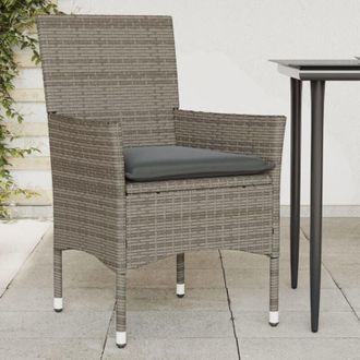 vidaXL Vidaxl - Chaises de jardin avec coussins lot de 2 gris r&eacute;sine tress&eacute;e