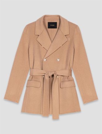 Maje Manteau En Laine M&eacute;lang&eacute;e - Marron - Maje