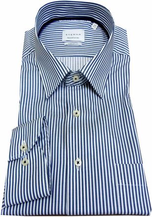 Eterna Herren Langarm Hemd Comfort FIT | Dynamic Cotton | Streifen Blau-Wei&szlig; | 100% Baumwolle | Kentkragen Gr. 45
