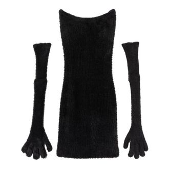 Off-white Fuzzy Gloves Mini Kleid - - Dresses - Damen - Schwarzk - S