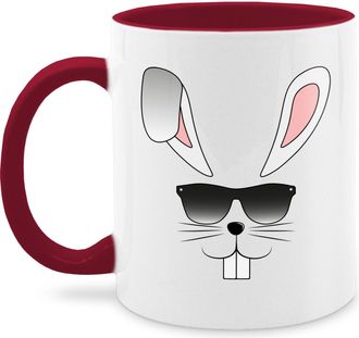 Shirtracer Tasse Tassen 325ml - Cooler Hase mit Brille I - 325 ml - Bordeauxrot - ostern hasenmotiv osterhasen hasi kaffeetasse osterhase hasen kaffeebecher h&auml;sc