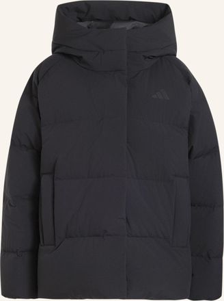 adidas Helionic Puffer Daunenjacke, Kapuze schwarz