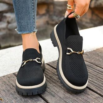 Generic Mocassins larges en maille pour femme - Bout rond - Respirants, &eacute;l&eacute;gants, antid&eacute;rapants, l&eacute;gers et confortables - Chaussures &eacute;paisses pour le travail 