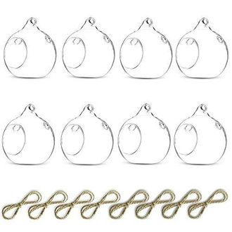 Nuptio Nuptio Lot de 8 bougeoirs en verre suspendables de 8 cm pour la maison, les f&ecirc;tes de mariage, Halloween, No&euml;l, centres de table, d&eacute;coration int&eacute;rieure
