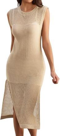 Generic Cache-maillot de bain en crochet pour femme - Robe de plage dos nu - Robe d&eacute;t&eacute; boh&egrave;me pour vacances de plage - Essentiels de vacances pour femme, kaki