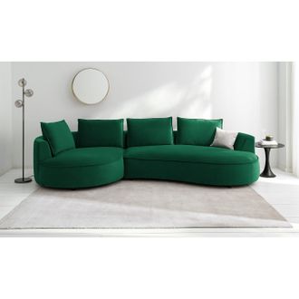 Studio Copenhagen home24 Bigsofa Grün Samt Shyla 322 x 82 x 154cm Ausrichtung links Modern