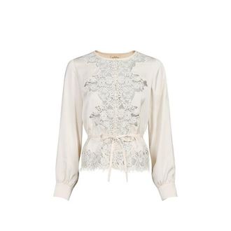 Petite Mendigote Top Telmalace droit satin&eacute; &agrave; dentelle