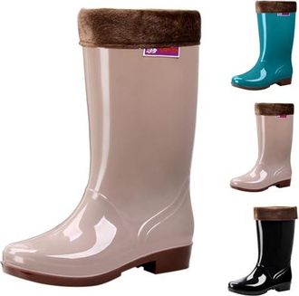 Generic Bottes de pluie montantes pour femme - Imperm&eacute;ables - Avec doublure en peluche - Chaudes et antid&eacute;rapantes - Confortables et l&eacute;g&egrave;res - Faciles &agrave; porte