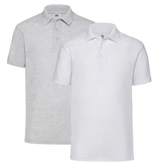 Fruit Of The Loom 2er Pique Poloshirt Herren Polo M L XL XXL 3XL 4XL 5XL HLKauf-Block (4XL, Grau/Weiss & 1x HLKauf-Block)