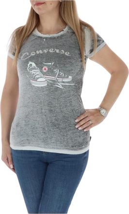 Converse Femme, Tops, Gris, Taille: 38 FR T-shirt Graphique Manches Courtes Col Rond