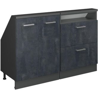 Vicco Ensembles de meuble de rangement sous pente Rion, Noir B&eacute;ton/Anthracite, Lot de 2, Vicco