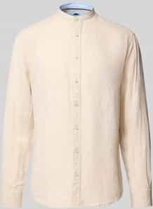 Fynch-Hatton Regular Fit Leinenhemd mit Stehkragen