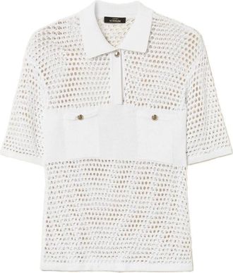 Twinset Femme, Tops, Blanc, Taille: 40 FR 261Ap3033 Polo Ajour&eacute;e