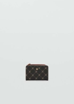 Mango Portefeuille moyen imprim&eacute; logo marron - Femme - Taille unique - MANGO