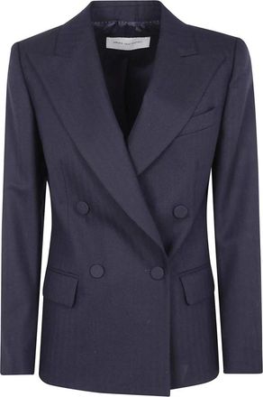 Dries Van Noten Femme, Vestes, Bleu, Taille: 32 FR Blazer Crois&eacute; en Laine M&eacute;lang&eacute;e