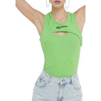 Karl Lagerfeld Lagen-Look Ripp-Tanktop - - Tops - Damen - Gr&uuml;n - XS