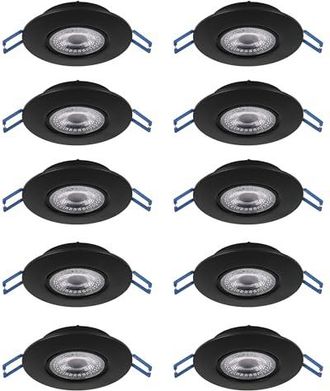 Eglo 10er Set LED Einbaustrahler Cedrez, &Oslash; 9 cm, Deckenspots extra-flach, Deckenstrahler mit Dip Switch, Kunststoff in Schwarz, warmwei&szlig;, neutralwei&szlig;, kalt