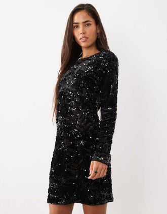 Vero Moda robe courte &agrave; sequins et velours noire