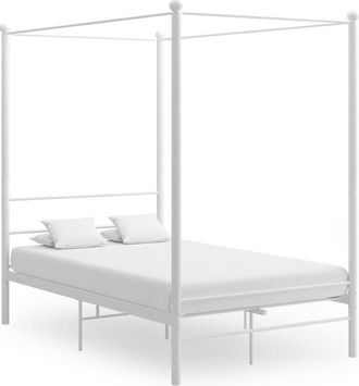 vidaXL Himmelbett Wei&szlig; Metall 140x200 cm Vidaxl