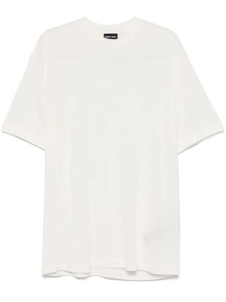 Giorgio Armani t-shirt en maille à design nervuré - Blanc