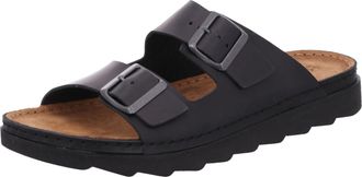 Rohde Herren Pantolette Leder Zwei Schnaller Clog Foggia-H 5973, Gr&ouml;&szlig;e:42 EU, Farbe:Schwarz