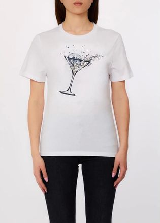 Liu Jo Femme, Tops, Blanc, Taille: 44 FR T-shirt avec imprim&eacute; et appliqu&eacute;s