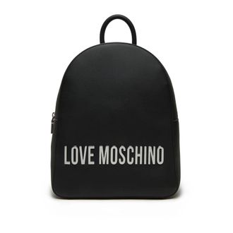 Love Moschino Femme, Sacs, Noir, Taille: ONE Size Sac &agrave; dos noir pour femme avec lettrage logo argent