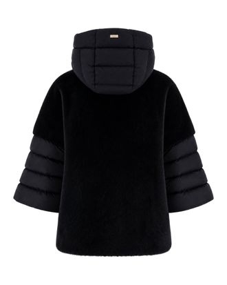 Herno Womens Down Jacket With Faux Fur Sleeves Black Polyester