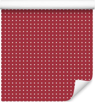 OEM Carta Da Parati A Pois Rossi, Con Centro Rosso, Per Soggiorno E Camera Da Letto, 50x1000 Cm