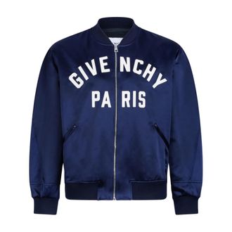 Givenchy Paris Blouson mit Rei&szlig;verschluss aus Satin - - Jackets - Herren - Blau - M