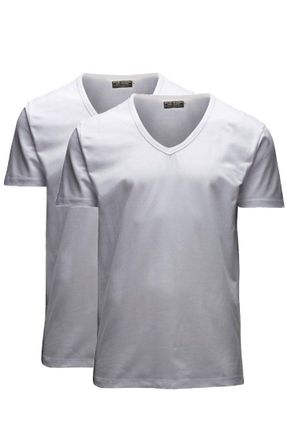 Jack & Jones Jack & Jones Herren V-Neck T-Shirt Basic 12059219 2er Pack, Gr&ouml;&szlig;e:L;Farbe:optical white