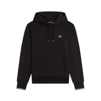 Fred Perry Schwarzer Kapuzenpullover mit Kontrastbund - - Sweatshirts & Hoodies - Herren - Schwarzk - S